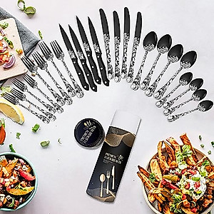 48-Piece Silverware Set with Steak Knives for 8,Unique Pattern Design，Stainless Steel Flatware Cutlery Set For Home Kitchen Restaurant Hotel, Kitchen Utensils Set, Mirror Polished, Dishwasher Safe