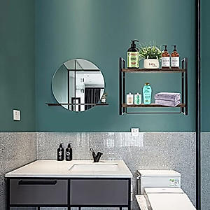 Infankey Bathroom Shelves, 2 Tier Bathroom Shelves Over Toilet, Wood Floating Shelves with Towel Bar, Bathroom Shelf Organizer for Wall Decor, Wall Shelf for Living Room, Kitchen, Bedroom