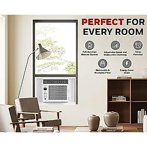 Honeywell 6,000 BTU Digital Window Air Conditioner, Remote, 4 Modes, Eco, 250 sq ft Coverage