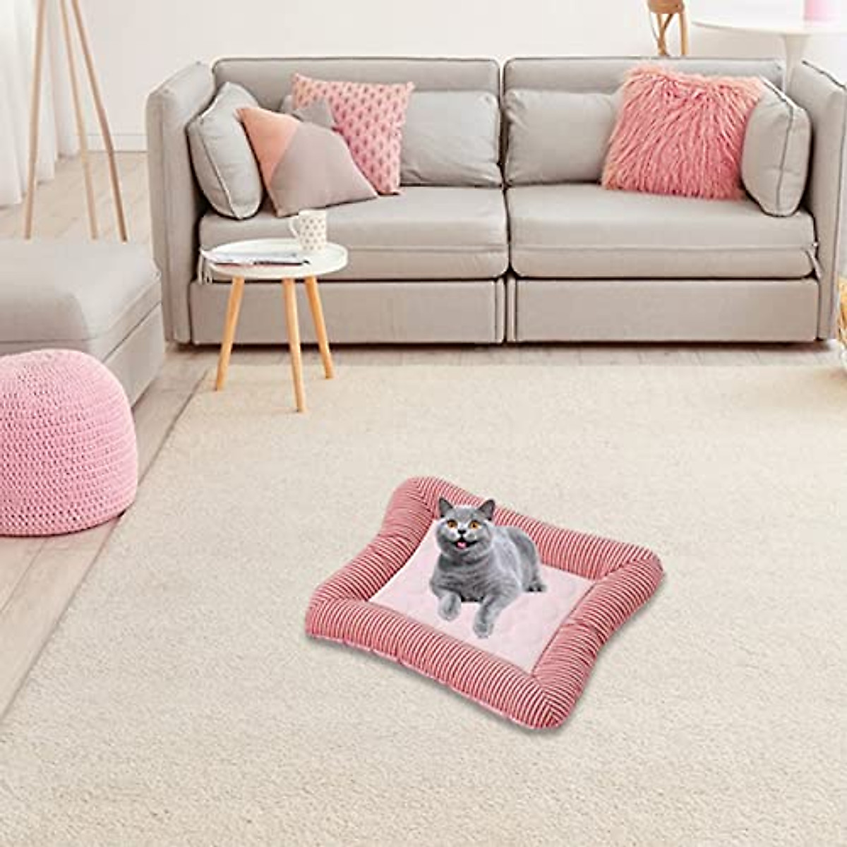 Dog Bed Mat - Soft Crate Mat with Anti-Slip - Pet Mattress for Dog/Cat Sleeping/2183 (Color : Pink)