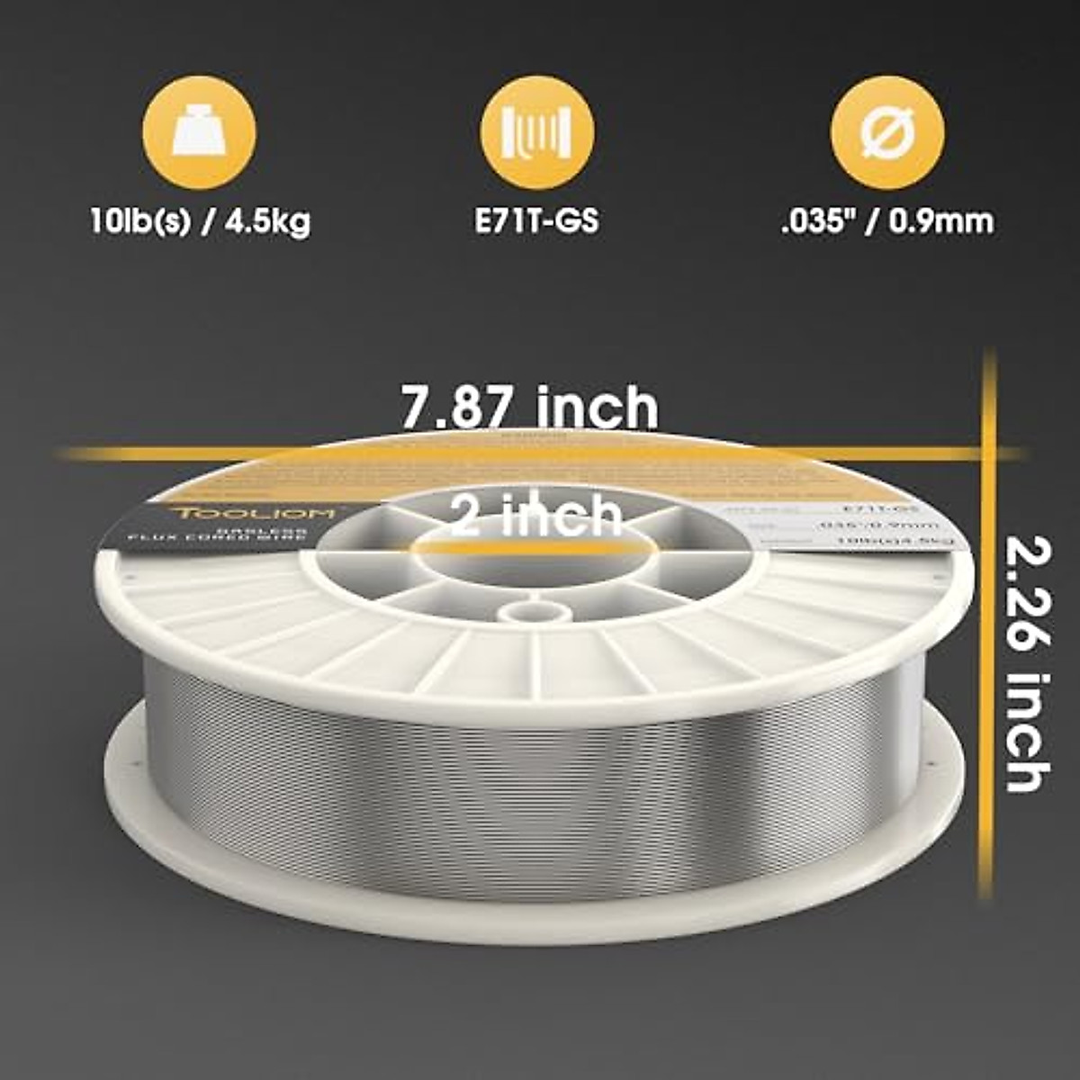 TOOLIOM E71T-GS .035" Diameter 10-Pound Spool Flux Core Self-shielded Carbon Steel Mig Welding Wire