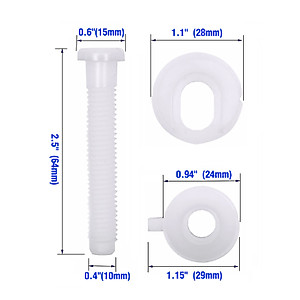 Toilet Seat Screws, A.I.Force 4Packs Toilet Seat Tightening Kit with Toilet Seat Hinge Bolts, Nuts and Washers, Plastic Toilet Seat Hinge Bolts for Fixing Wiggle of Top Mount Toilet Seat Hinges
