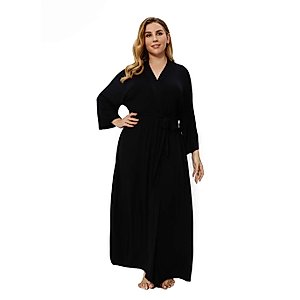 Super Shopping-zone Women's Plus Size Long Robes Kimonos Plus Size Maternity Robes Delivery Robes Sleepwear,Black 3X
