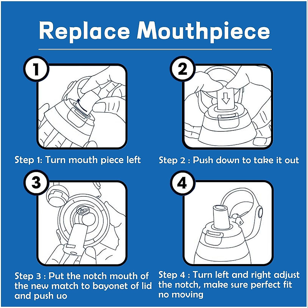 Oxyooh 2Pcs for Brita Water Bottle Filter Replacement 2Pcs for Brita Water Bottle Mouthpiece Replacement Compatible with Brita Water Bottle Replacement Parts & Water Filter Bottle