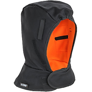 Winter Hard Hat Liner, Flame Resistant Outer Shell, Thermal Fleece Lining, Shoulder Length, Ergodyne N-Ferno 6862, Black