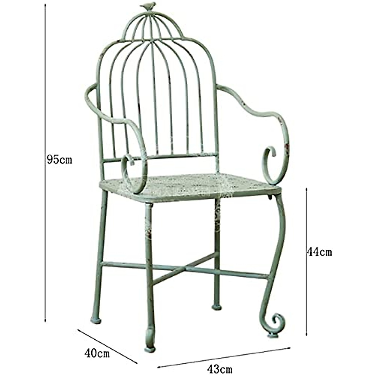 Garden Benches , Patio Bench Park Bench Outdoor Conversation Couch, Retro Wrought Iron Courtyard Stool, Outdoor Terrace Garden Metal Bench, Birdcage- Shaped Porch Decoration Chair (Size : Single Chair