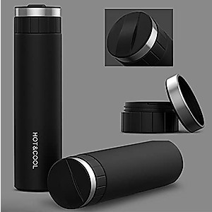 Holeke Flash Water Bottle Stainless Steel Tumblers Vacuum Bottle Thermos Hot Drink Travel Mug Tea Cup With Lid (Black),Holeke,23.5x6.5cm