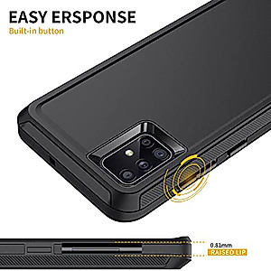 Mieziba for Galaxy A51 5G Case,Shockproof Dropproof Dustproof 3-Layer Full Body Protection Rugged Heavy Duty High Impact Hard Cover Case for Samsung Galaxy A51 4g 6.5 inch,Black