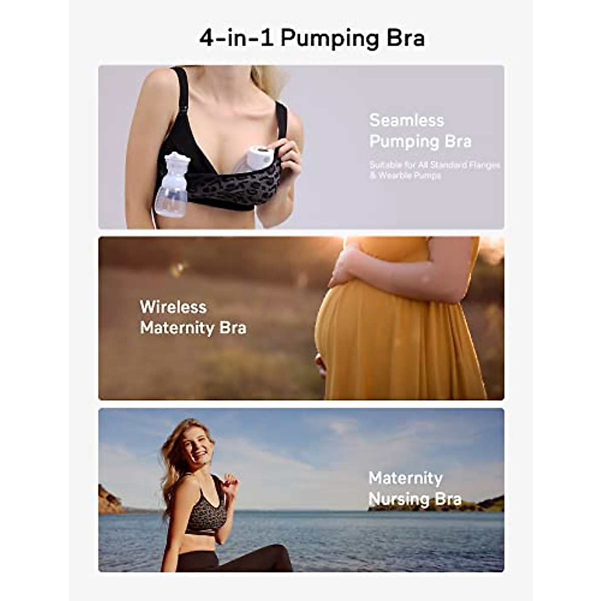 Momcozy 4-in-1 Pumping Bra Hands Free, Fixed Padding Nursing Bra & Maternity Bra, YN12 Wearable Breast Pump Bra Cotton-Nylon Comfort & Support for M5, S12 Pro, Spectra, Elvie, Willow,etc, Small