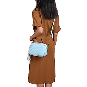 lola mae Quilted Crossbody Bag, Trendy Design Shoulder Purse (Nude)