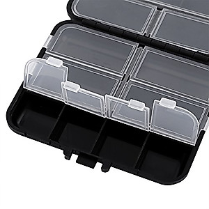 BORDSTRACT Fishing Tackle Boxes, 26 Compartments Black Plastic Fishing Storage Box, Organizing Case for Lures, Baits, and Fishing Accessories