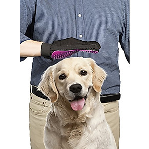 Safana Pet Grooming Glove - Gentle Deshedding Brush Glove - Efficient Pet Hair Remover Mitt - Massage Tool with Enhanced Five Finger Design - Perfect for Dogs & Cats with Long & Short Fur (Pink)