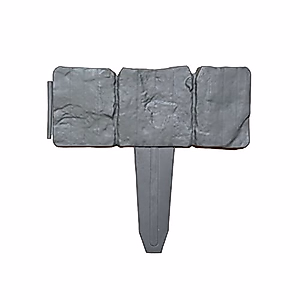 20 Pcs Simulation Cobbled Stone Folding Plastic Garden Border Fence,Landscape Flower Bed Lawn Edging Landscape Gardening Accessories (Dark Grey)