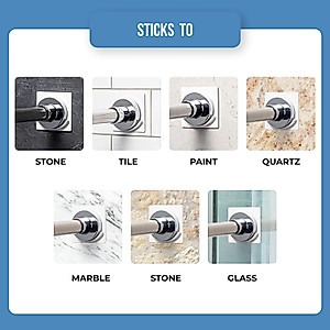 Adherion Adhesive Shower Curtain Rod Holder | Rod Retainer | Bathroom Tension Rod Wall Mount Brackets | No Drilling | Stick On | 3M Adhesive | White | 2 Pack | Shower Curtain Rod not included |