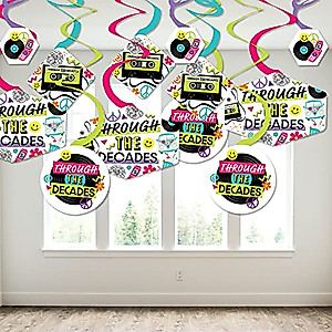 Big Dot of Happiness Through the Decades - 50s, 60s, 70s, 80s, and 90s Party Hanging Decor - Party Decoration Swirls - Set of 40