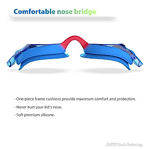 ZABERT 2 Pack Kids Swim Goggles, Blue Yellow & Blue Red, UV Protection, Adjustable, Shatterproof