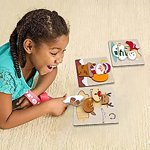 Anditoy 4 Pack Christmas Wooden Puzzles for Kids Toddlers Christmas Toys Christmas Stocking Stuffers Party Favors Gifts