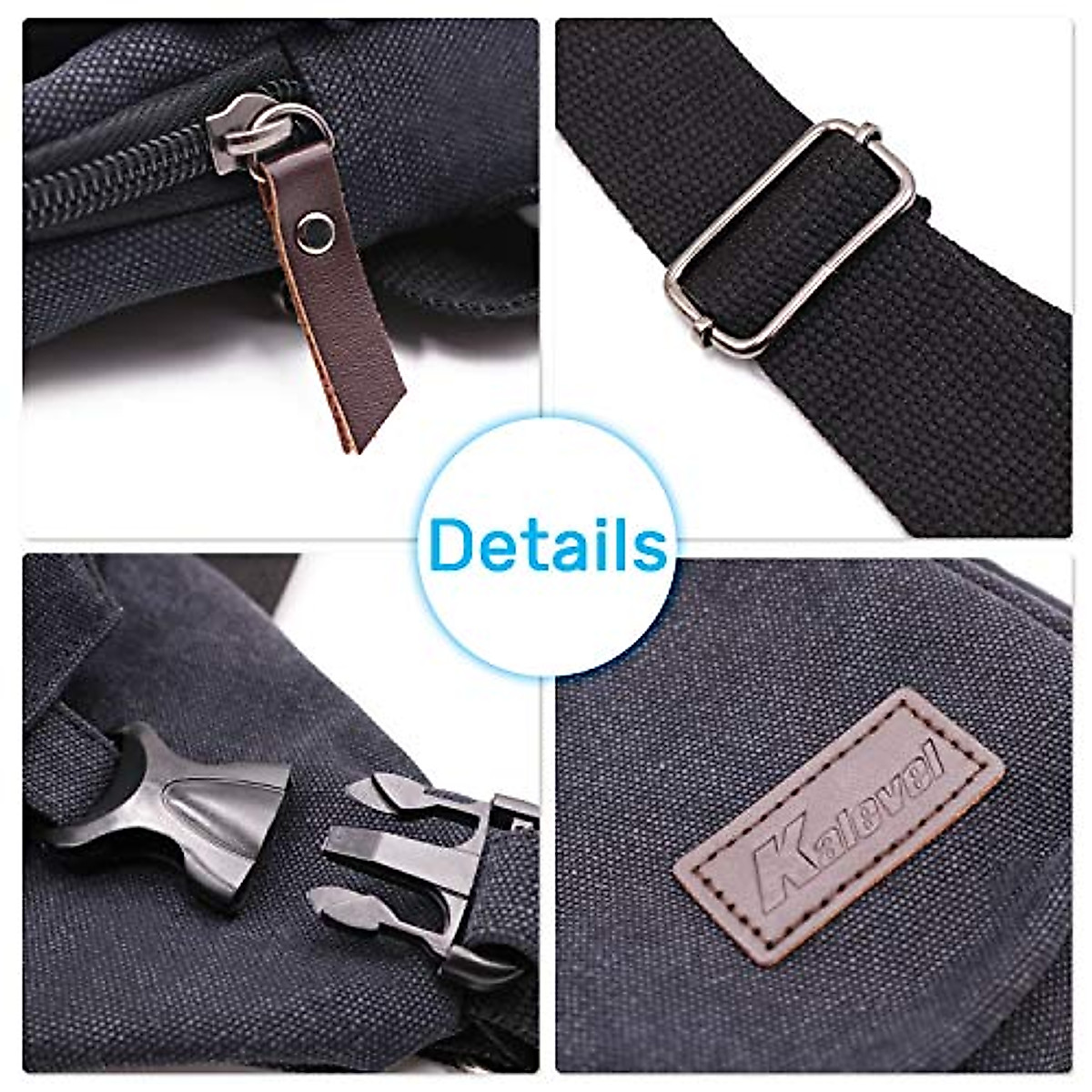 Kalevel Outdoor Travel Crossbody Backpack Casual Shoulder Chest Bag (Black,L)