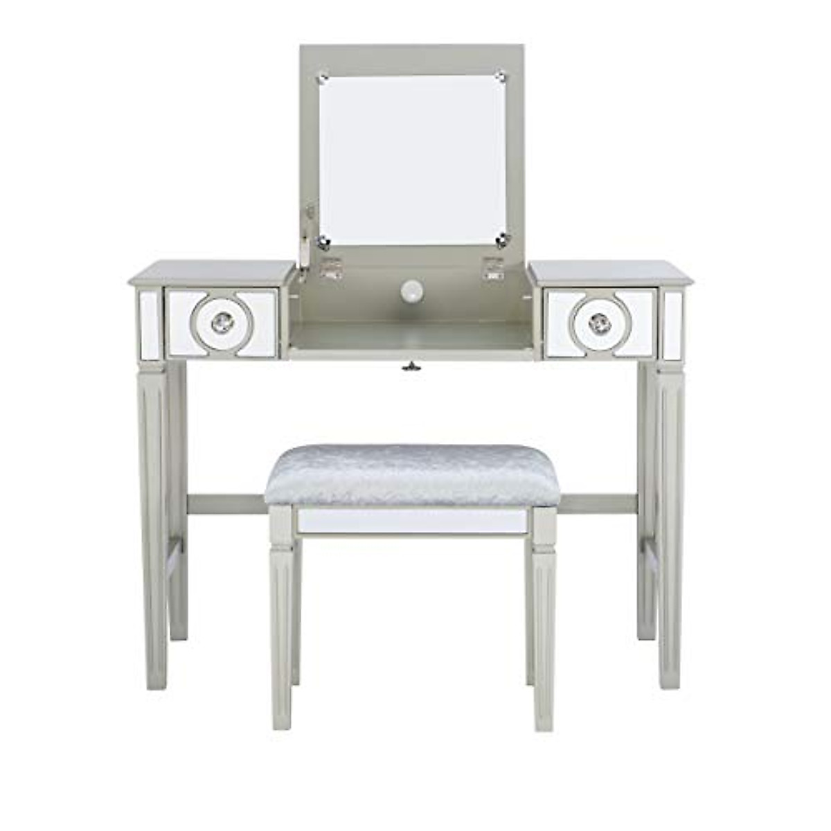 Linon Home Décor Vanity Set Silver