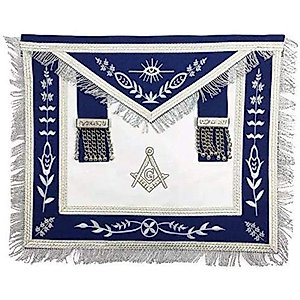 Masonic Blue Lodge G Master Mason Silver Machine Embroidery Freemasons Apron (Lambskin)
