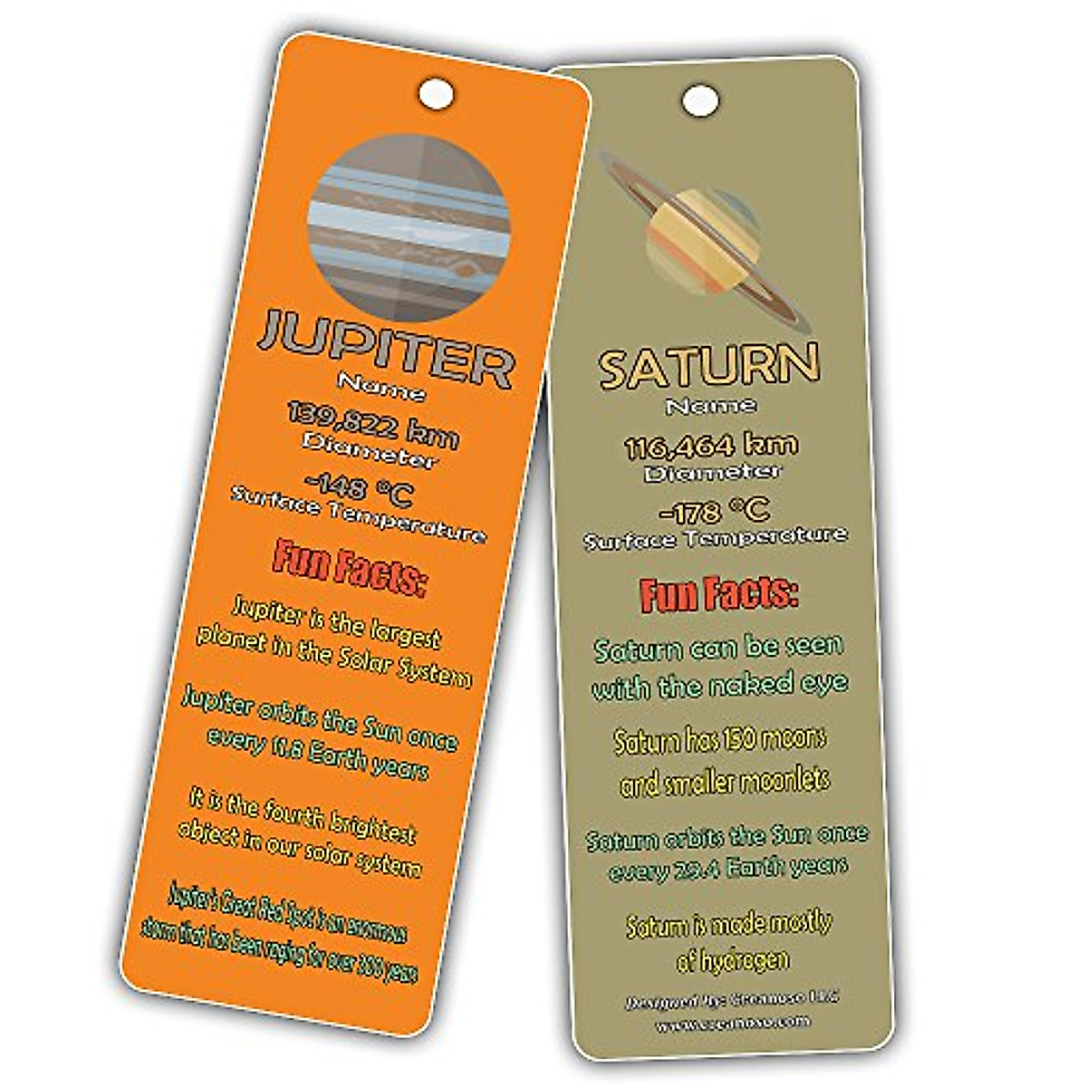 Outer Space Planets Universe Fun Facts Bookmark Cards (60-Pack)- Astronomy Sun Venus Mars Earth Moon Jupiter Saturn Uranus Neptune - Astrophysics Party Favors - Teacher Classroom Incentive Giveaways