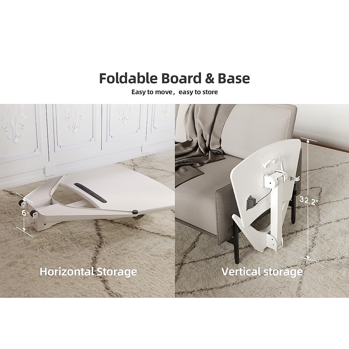 Claiks Mobile Standing Desk, Portable Rolling Standing Desk with Wheels, Pneumatic Height Adjustable Sit-Stand Desk Workstation with 90° Tiltable, Foldable Desk with Non-Slip Computer Stand, White