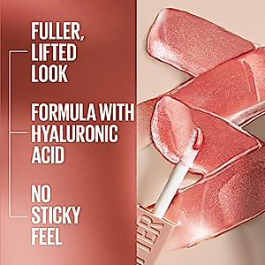Maybelline Lifter Gloss, Hydrating Lip Gloss with Hyaluronic Acid, High Shine for Plumper Looking Lips, Amber, Cream Neutral, 0.18 Ounce