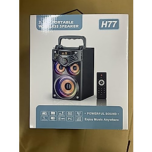 Bluetooth Speakers, Portable Wireless Speakers with Subwoofer, Bluetooth 5.0, LED Colorful Lights, FM Radio, Remote, EQ, Loud Stereo Sound Deep Bass Sound Boombox System for Outdoor Home Party Camping