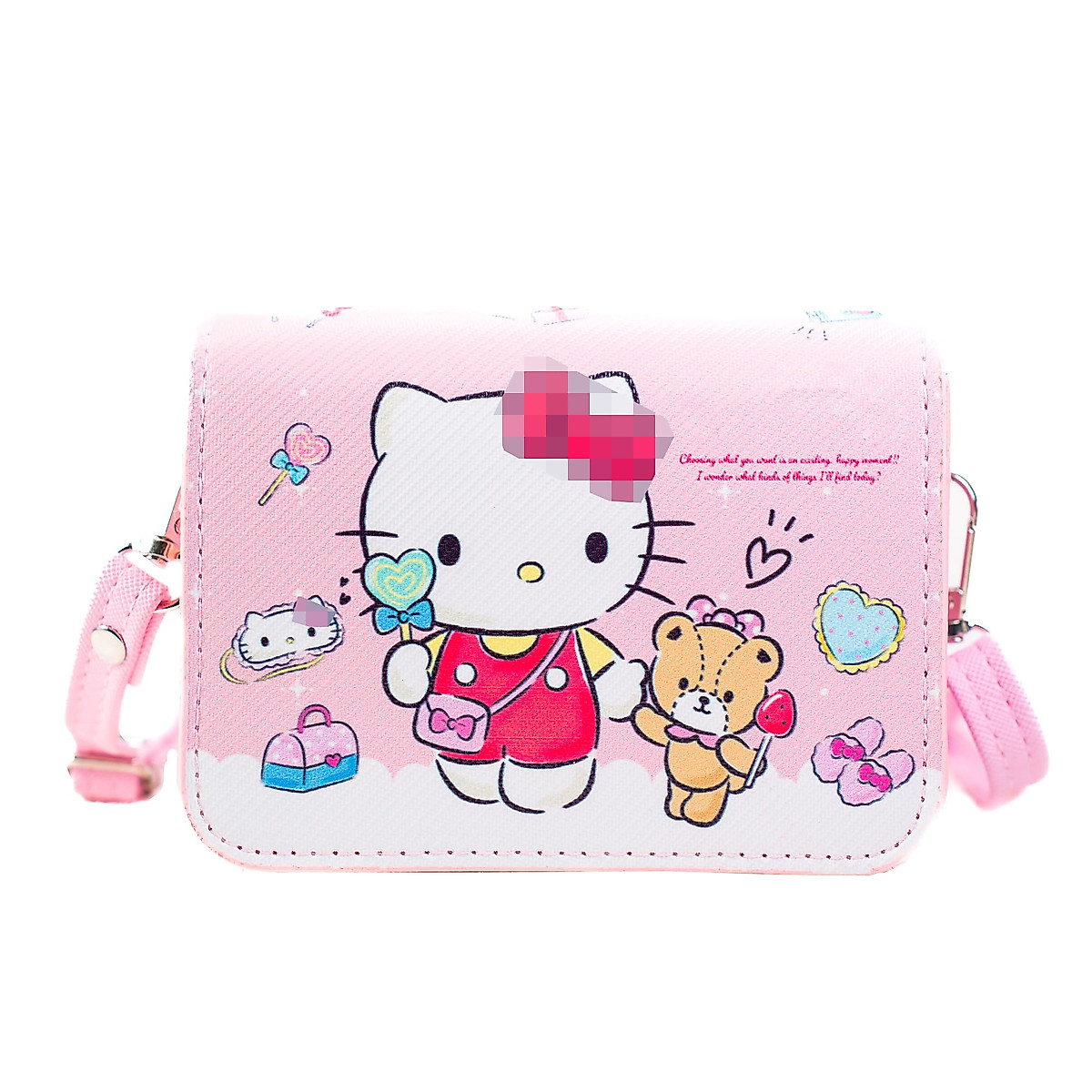 Eiodlulu Cartoon Kitty Crossbody Bag Kawaii Cat Phone Purse Dog Coin Pouch Wallet for Girls Kids Women (Pink)
