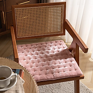 vctops Luxury Solid Color Chair Pad Velvet Soft Square Chair Cushion Tufted Indoor Seat Cushion Pillow Tatami (Pink,18"x18")