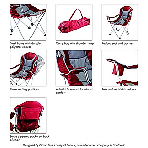 ONIVA - a Picnic Time Brand Portable Reclining Camp Chair, Navy ,39.25" l x 10" w x 9" h