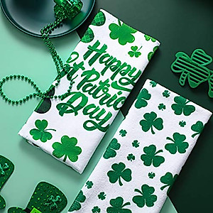 4 Pieces St. Patrick's Day Hand Towels Irish Shamrock Kitchen Towels Bath Towels Dish Towels Bathroom Towel for St Patrick's Day Decoration