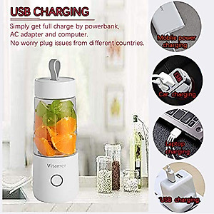 LLLJJJ Portable Blender, Mini Blender with USB Charging Function, Mini Blending Juicer for Fruits and Milkshakes, can Squeeze Juice in 45s, Suitable for Family, Travel, Outdoor, Micro Blender(1 PCS)