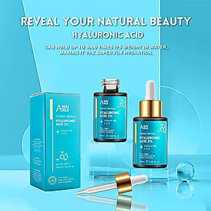 Hyaluronic Acid Serum for Skin 2% with Vitamin B5, C& E - Intense Hydration + Moisturizer, Plumps & Increase Firmness, Non-greasy, Paraben-free - 1. Fl Oz