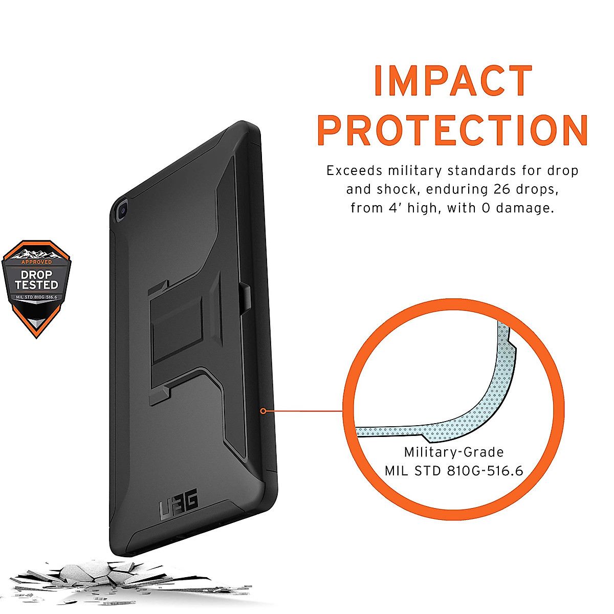 URBAN ARMOR GEAR UAG Samsung Galaxy Tab A 8.4 Case (2020) (SM-T307) Scout with Kickstand [Black] Rugged Military Drop Tested Protective Cover