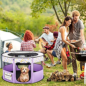 TASDISE Portable Pet Playpen, Foldable Dog Playpen, Exercise Kennel Tent for Puppy, Dog, Cat, Rabbit, Great for Indoor Outdoor Travel Use,Come with Free Carrying Case