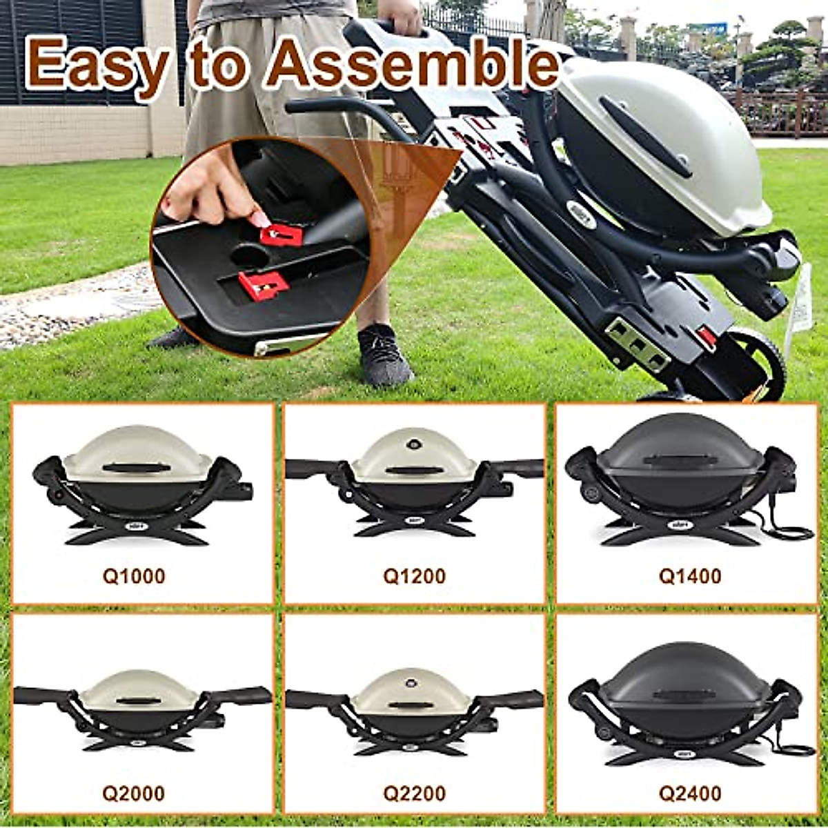 QuliMetal Portable Grill Cart for Weber Q1000, Q2000 Series Gas Grills and Blackstone 17” 22” Table Top Griddles, Portable Griddle Stand