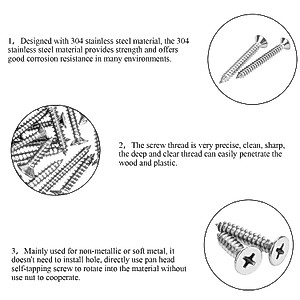 DYWISHKEY 320 Pieces #6#8#10 Stainless Steel 304 Phillips Flat Head Self-Tapping Screws, Wood Screws Assortment Kit