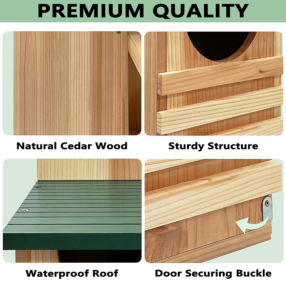 Prolee Screech Owl House Hand Made, 100% Cedar Wood Owl Box with Mounting Screws and A Bag of Wood Shavings, Easy Assembly Required (Basic)
