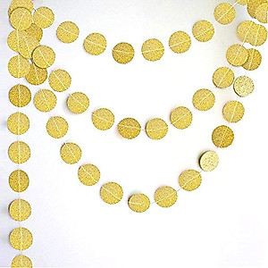 SS Cohen 4 Packs 52 Feet Gold Circle Dots Glitter Paper Garland Party Decorative Paper Circle Dots Hanging String for Birthday Wedding