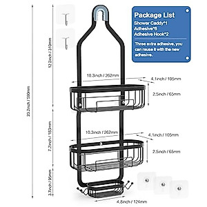 Turfson Shower Caddy Hanging Over Shower Head,Shower Organizer Hanger Storage Rack Shelf For Inside Shower Wall Shelves Baskets With Soap Shampoo Holder Organization For Bathroom Black