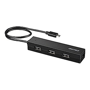 Buffalo BSH4UMB05BK USB 2.0 4-Port Hub for Tablets and Smartphones, Black