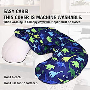Dinosaur Nursing Pillow Cover, Breastfeeding Pillow Slipcover for Baby Boys & Girls, Nursing Pillow Case for Newborn, Soft Fabric Fits Snug On Infant, Washable & Breathable, Watercolor Dinosaur Blue