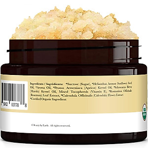 Organic Vanilla Coconut Body Scrub - USA Made Sugar Scrub with Natural Ingredients, Moisturizing Body & Foot Exfoliator for Dry and Sensitive Skin, Removes Dead Skin Cells & Reduces Ingrown Hair