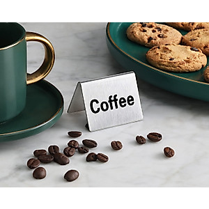 New Star Foodservice 27051 Stainless Steel Table Tent Sign, (Coffee), 2"x 2", Set of 2