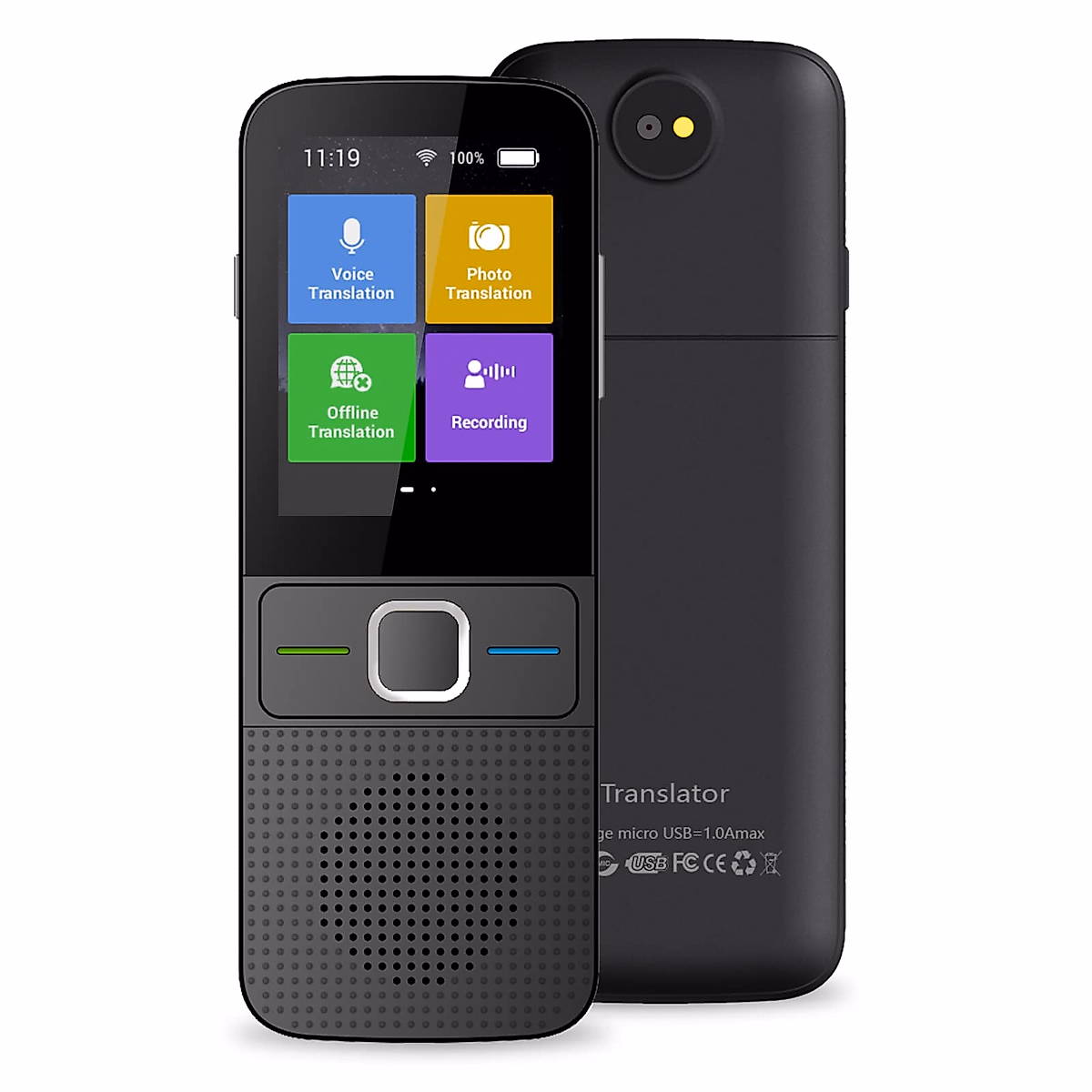 Language Voice Translator Device Portable Smart Translator Two Way Online 138 Languages Real Time - Black