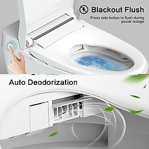 Smart Toilet with Bidet Built in, Foot Sensor Modern Bathroom Toilet Bidet Combo with Auto Flush, Bidet Warm Water, Heated Bidet Bidet Seat, Dryer, Night Light, Remote, Elongated (T20S)