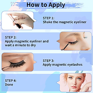 Magnetic Eyelashes Kit,Reusable Magnetic lashes Natural Look and Long Lasting,10 Pairs Lightweight False Eyelashes with Eyeliner＆Tweezers, Easy to Wear, No Glue Needed …