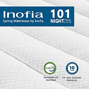 Inofia Twin Mattress, 10 Inch Twin Size Hybrid Mattress, Breathable Comfortable Cool Single Mattress, Supportive & Pressure Relief, Motion Isolating Individually Wrapped Coils, Medium Firm