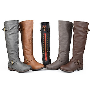 Journee Collection Women's Spokane Stacked Heel Riding Boots - Taupe